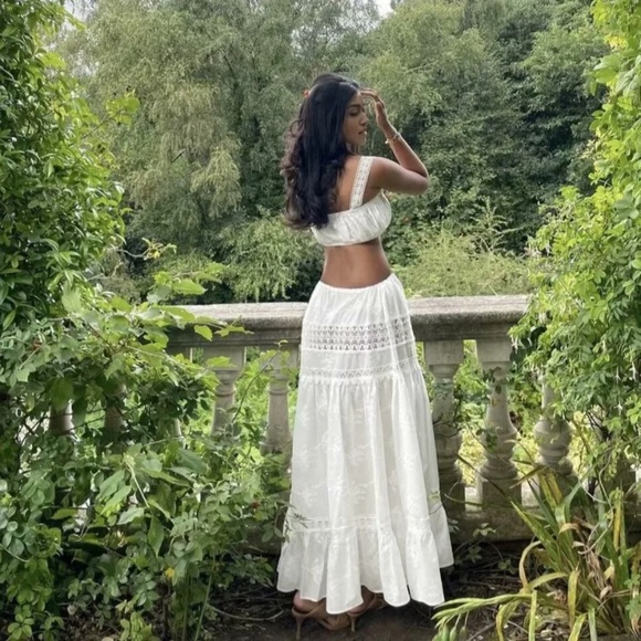 Skirts | Boho White Floral Print Cottagecore Maxi Skirt | Poshmark
